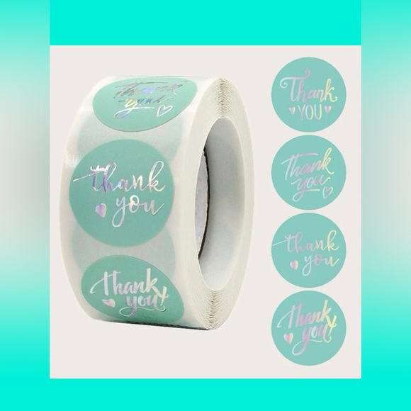 Office | New 50ct Teal Thank You Stickers Silver Script 4 Styles | Poshmark